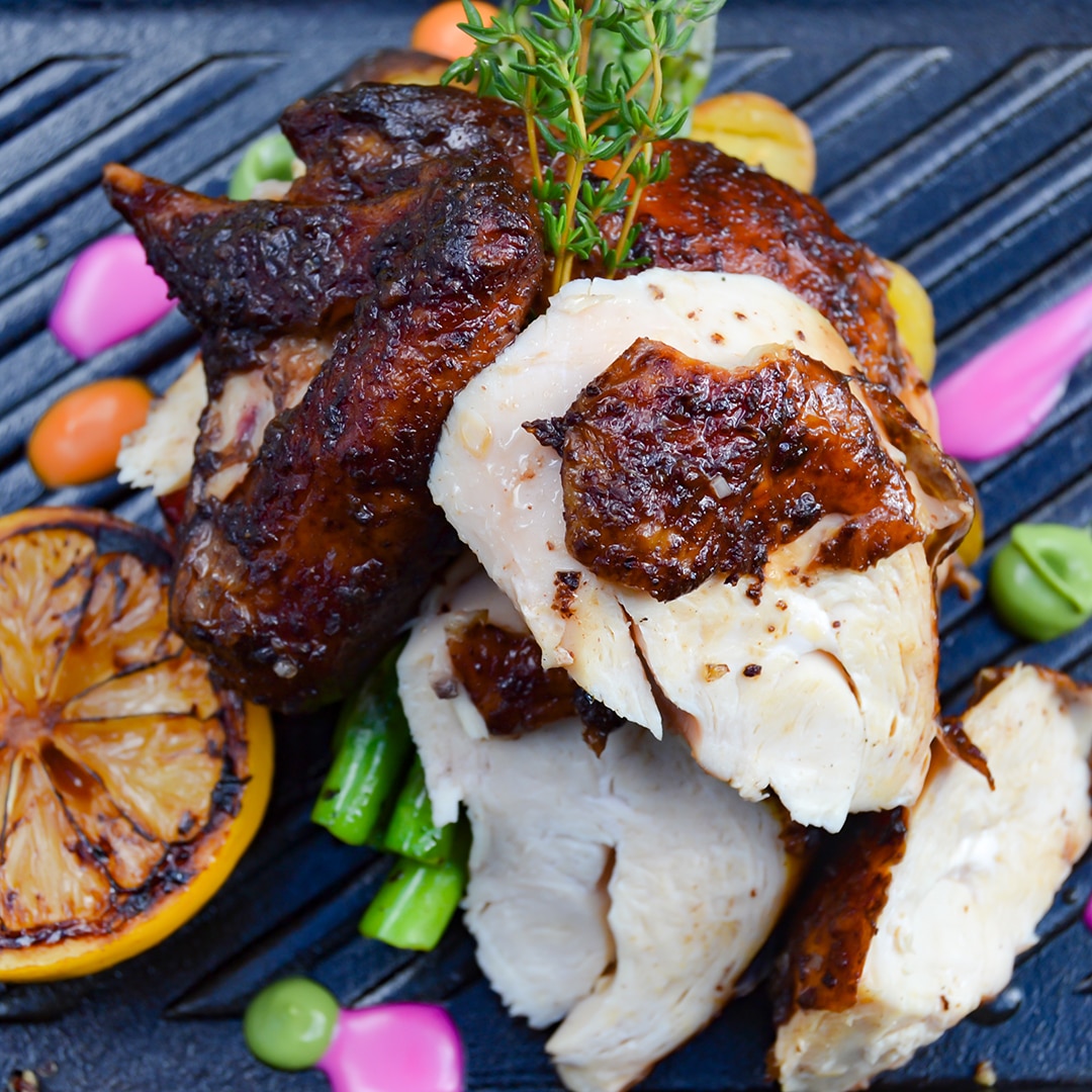 1/4 Pollo Marinado al carbón / 1/4 Charcoal grilled marinated chicken ...